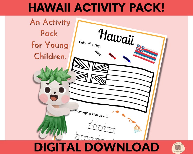 Kindergarten Worksheets, Hawaii Learning and Adventure Pack for Young ...