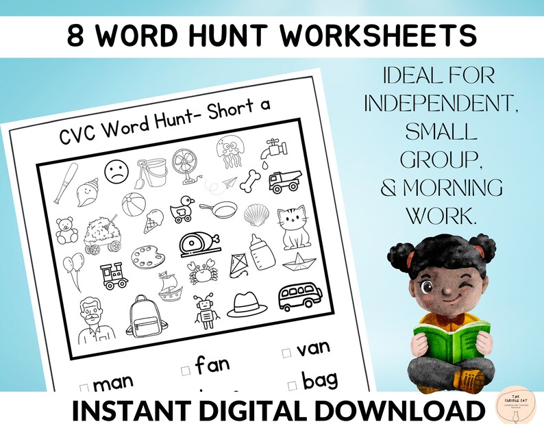 Phonics CVC Worksheets, Kindergarten Phonics Printouts, Pre-k Picture ...