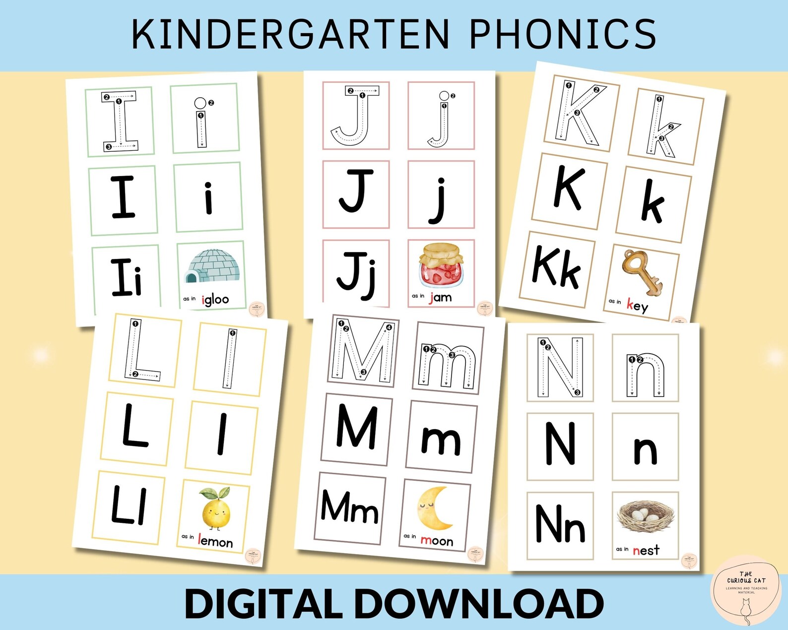 Phonics Alphabet Flashcards, Kindergarten Activity Cards, Magnetic ...