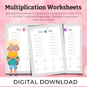 Maths Worksheets, Multiplication Printouts for 2nd and 3rd Grade With ...