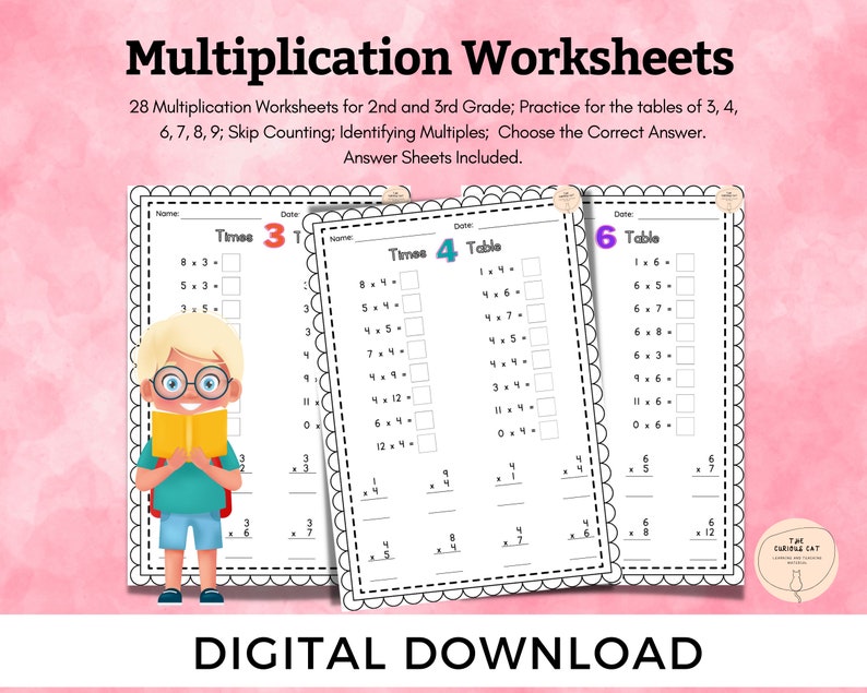 Maths Worksheets, Multiplication Printouts for 2nd and 3rd Grade With ...