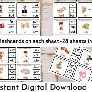 CVC Rhyming Words Activity, Word Families Rhyming Picture Cards, Early ...