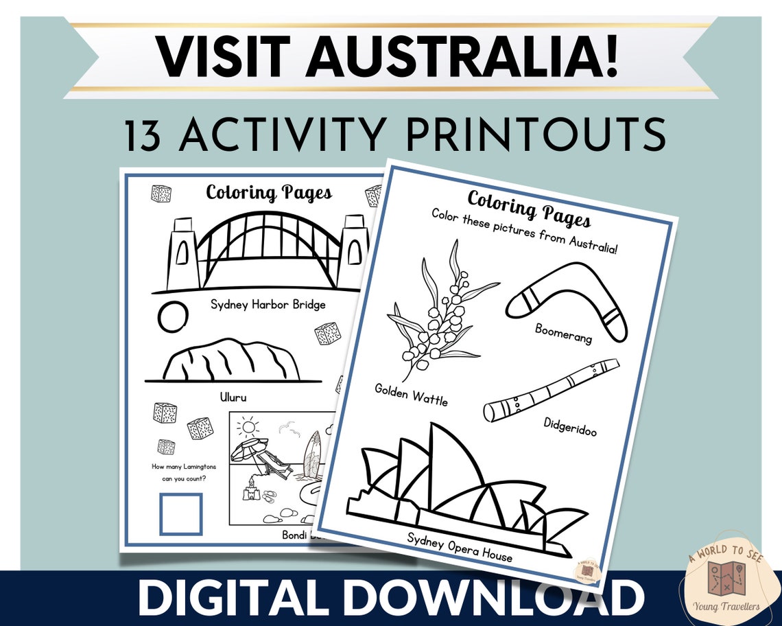 Country Study Printable, Travel Activity, Australia Learning & Travel ...