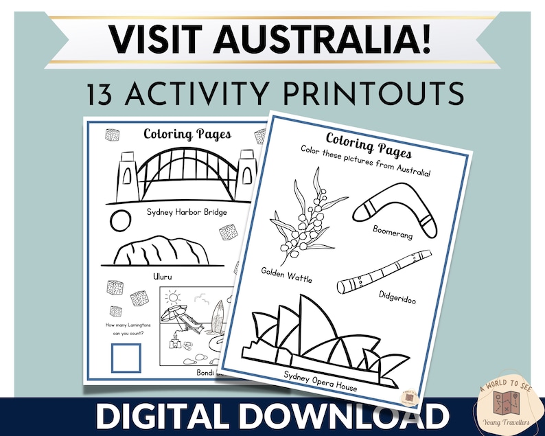 Country Study Printable, Travel Activity, Australia Learning & Travel ...