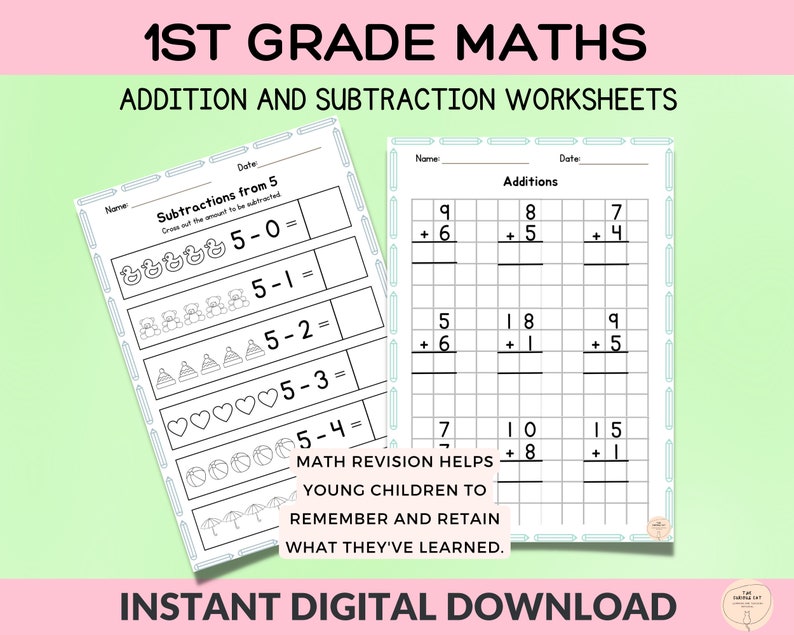 Addition and Subtraction Worksheets Maths 1st Grade Homeschool ...