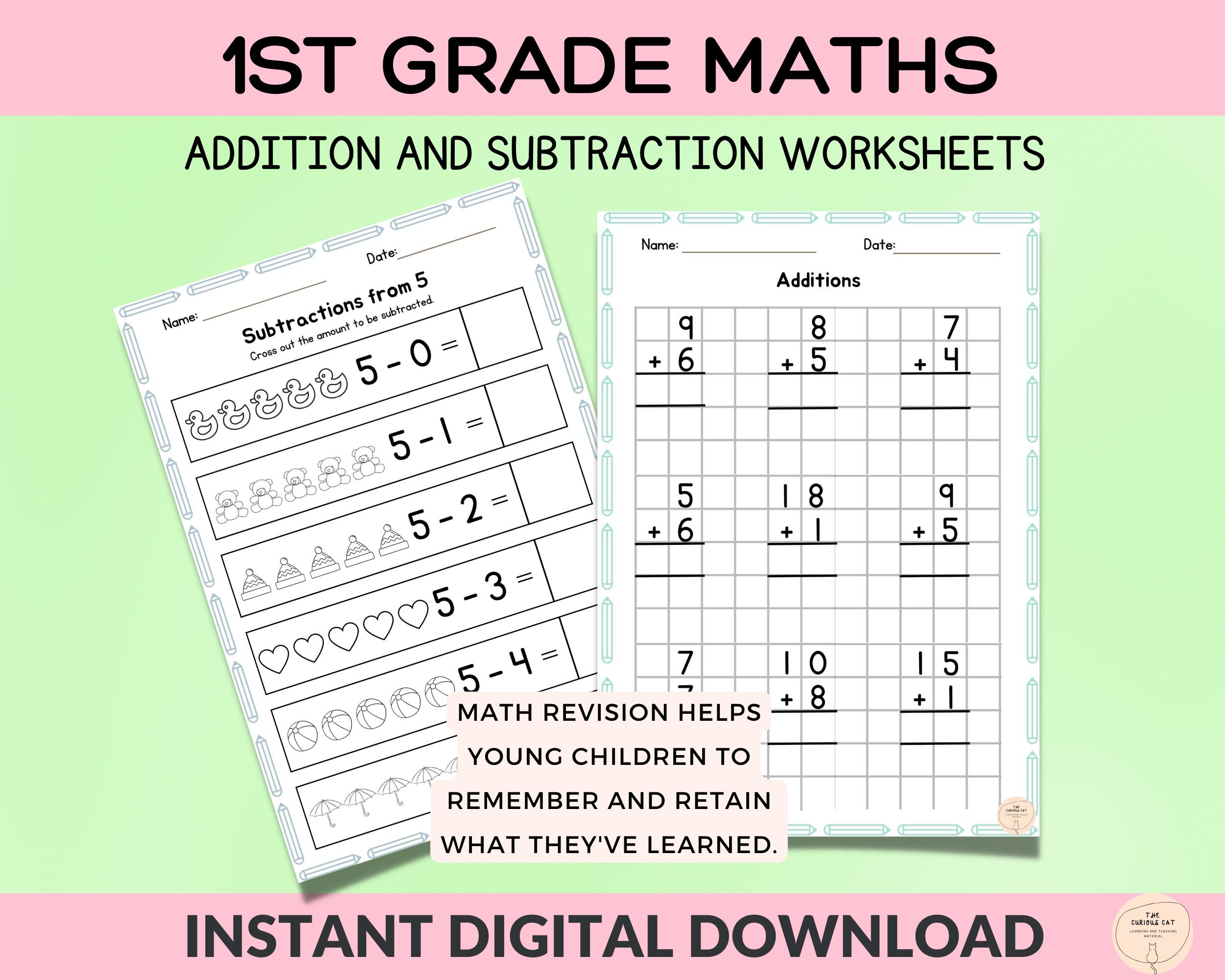 Addition and Subtraction Worksheets Maths 1st Grade Homeschool ...