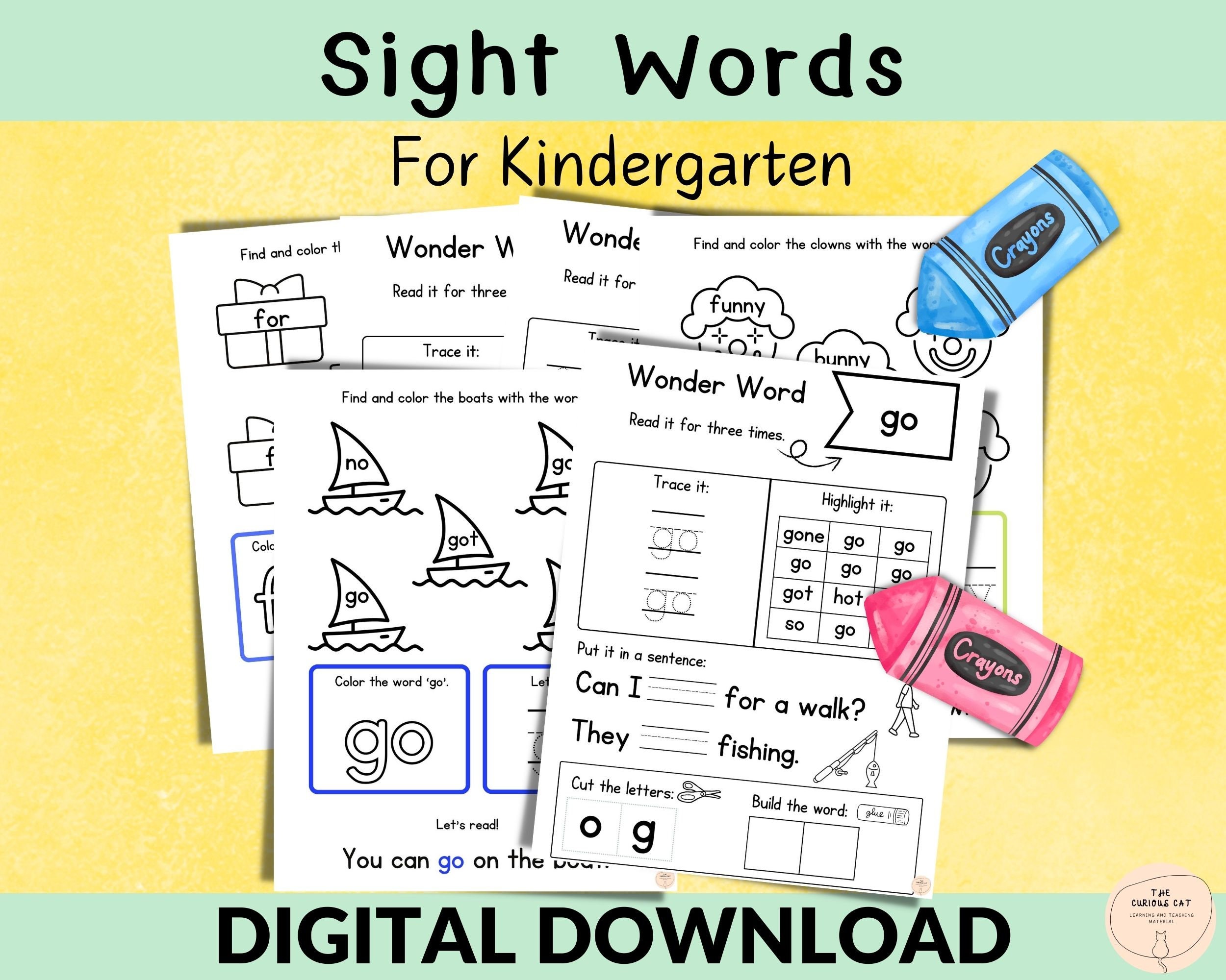 Dolch Sight Words Worksheets, Pre-primer Kindergarten Workbook Spelling ...