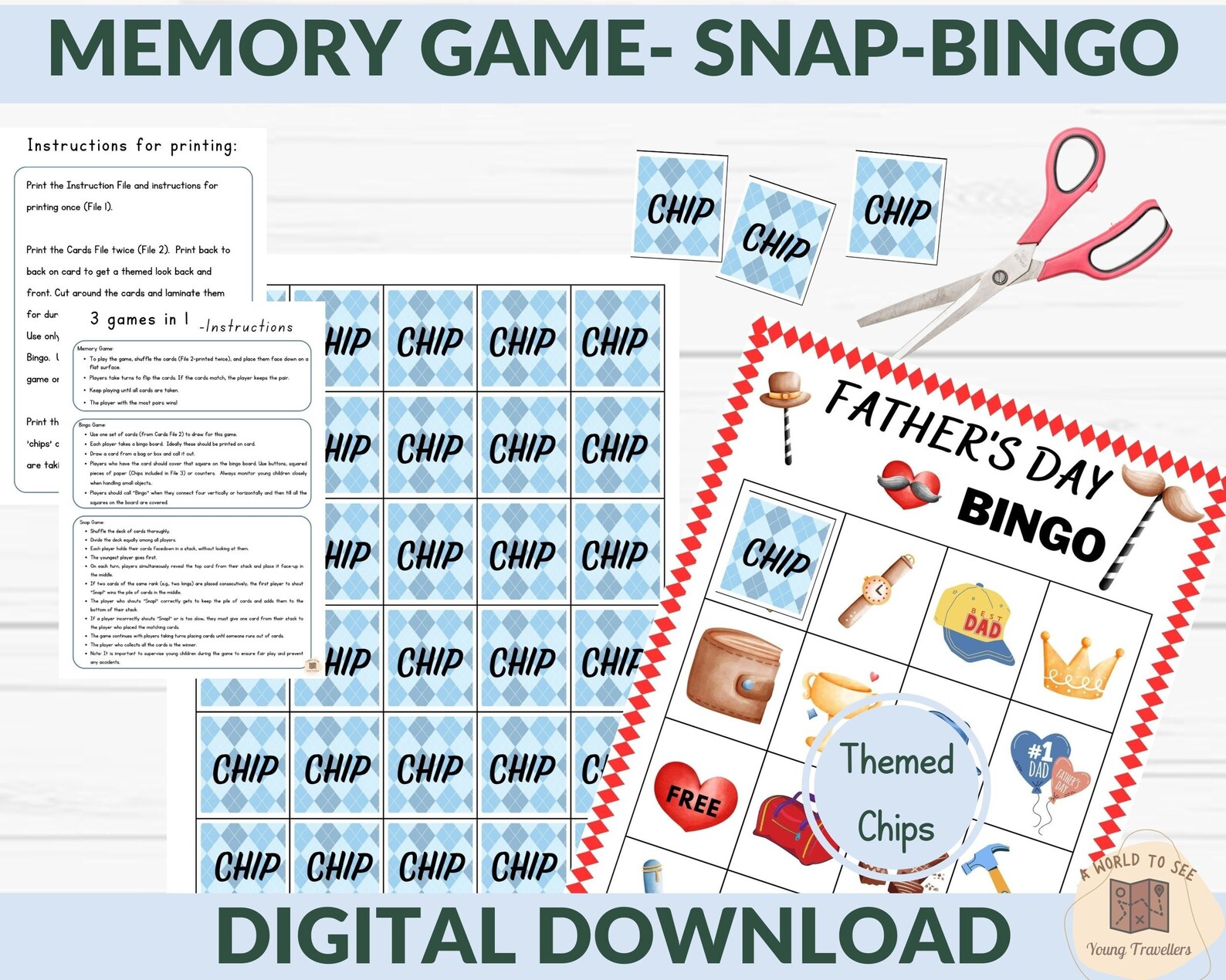 Father's Day Game Pack, Bingo, Snap and Memory Games, Father's Day Fun ...