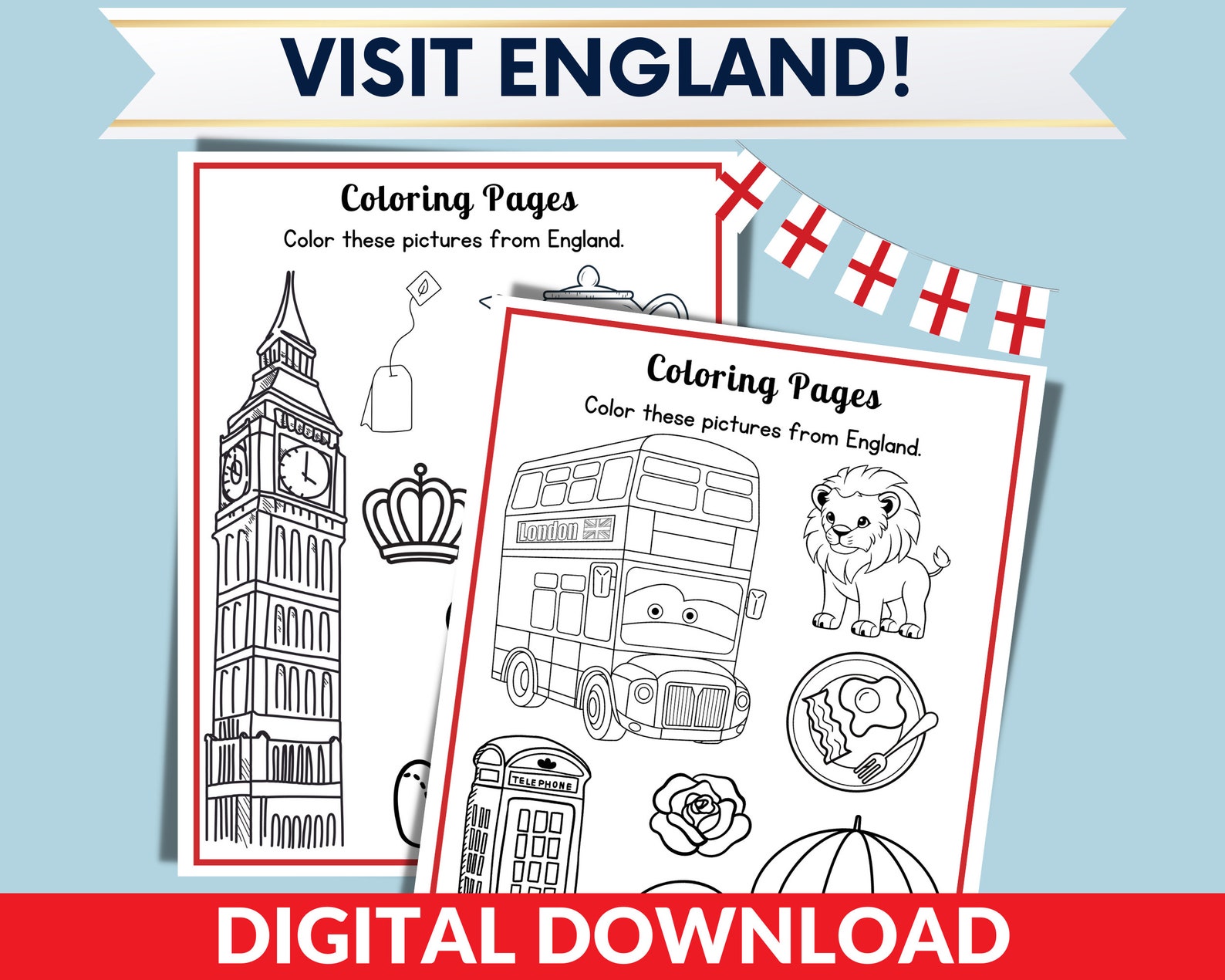 Kindergarten Worksheets; England Coloring and Activity Pages; England ...