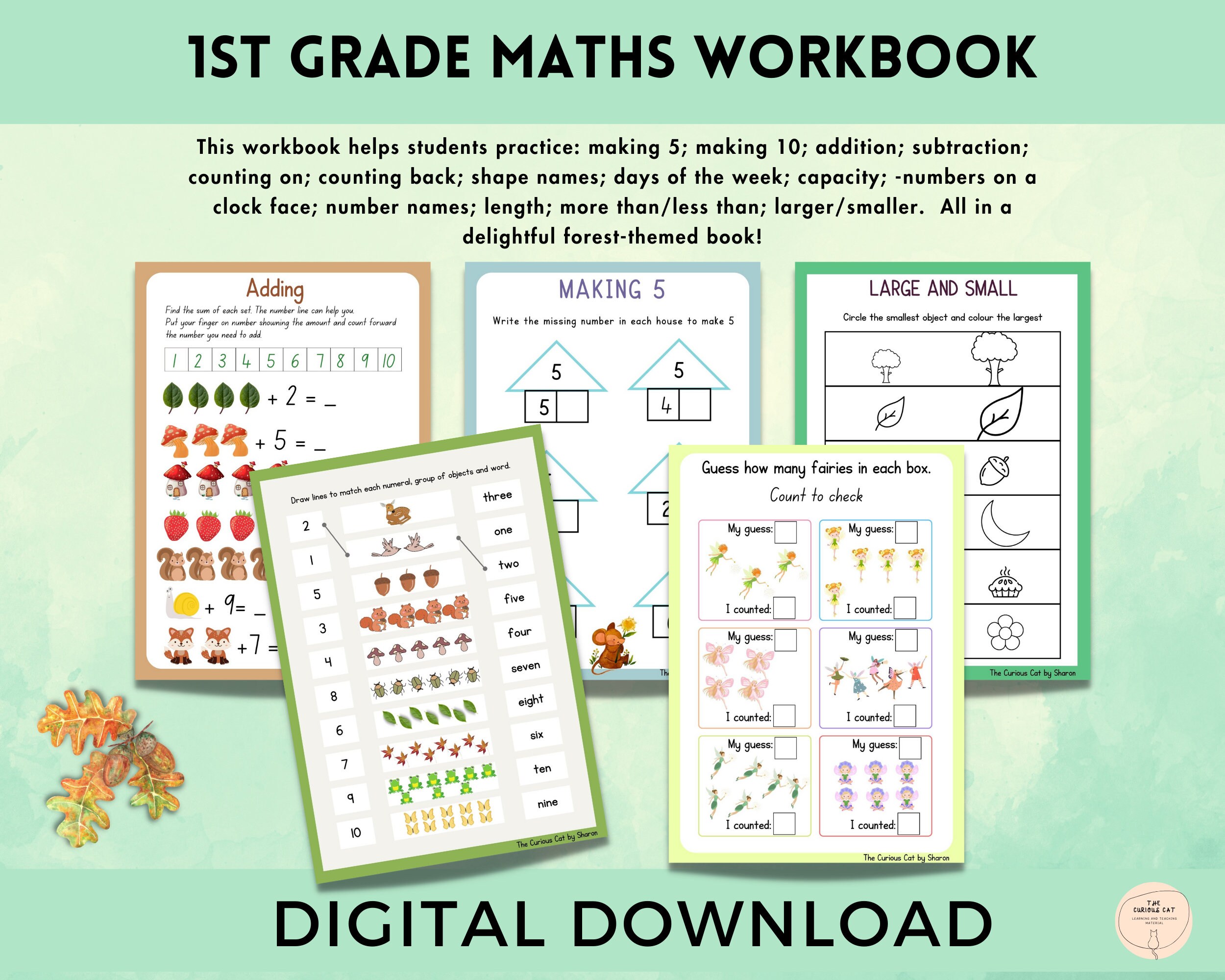 Maths Worksheets for 1st Grade, Maths Workbook, Addition, Subtraction ...
