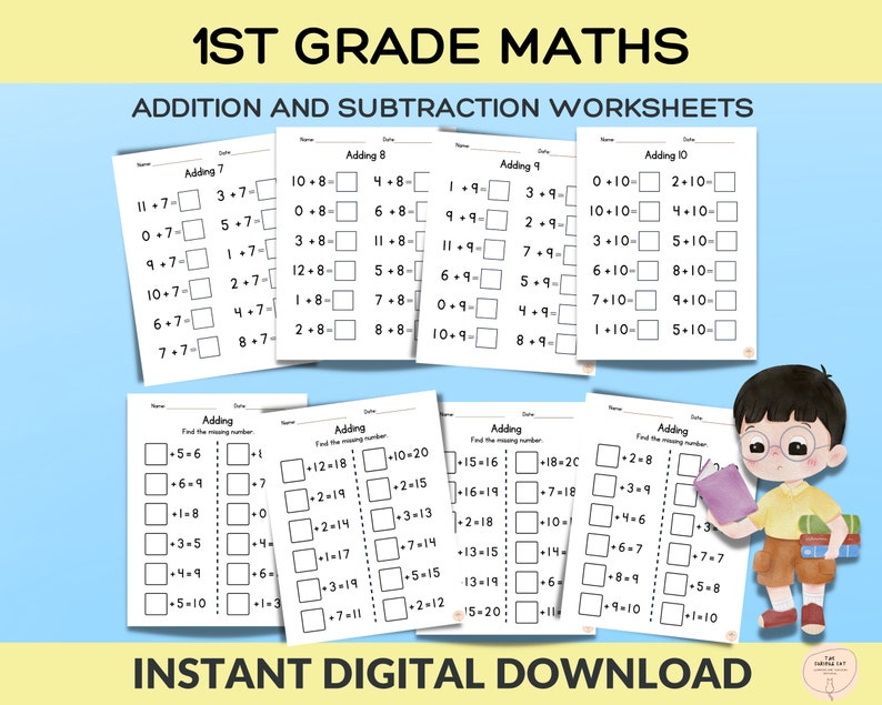 Maths Worksheets, 1st Grade Maths Printouts, Addition & Subtraction ...