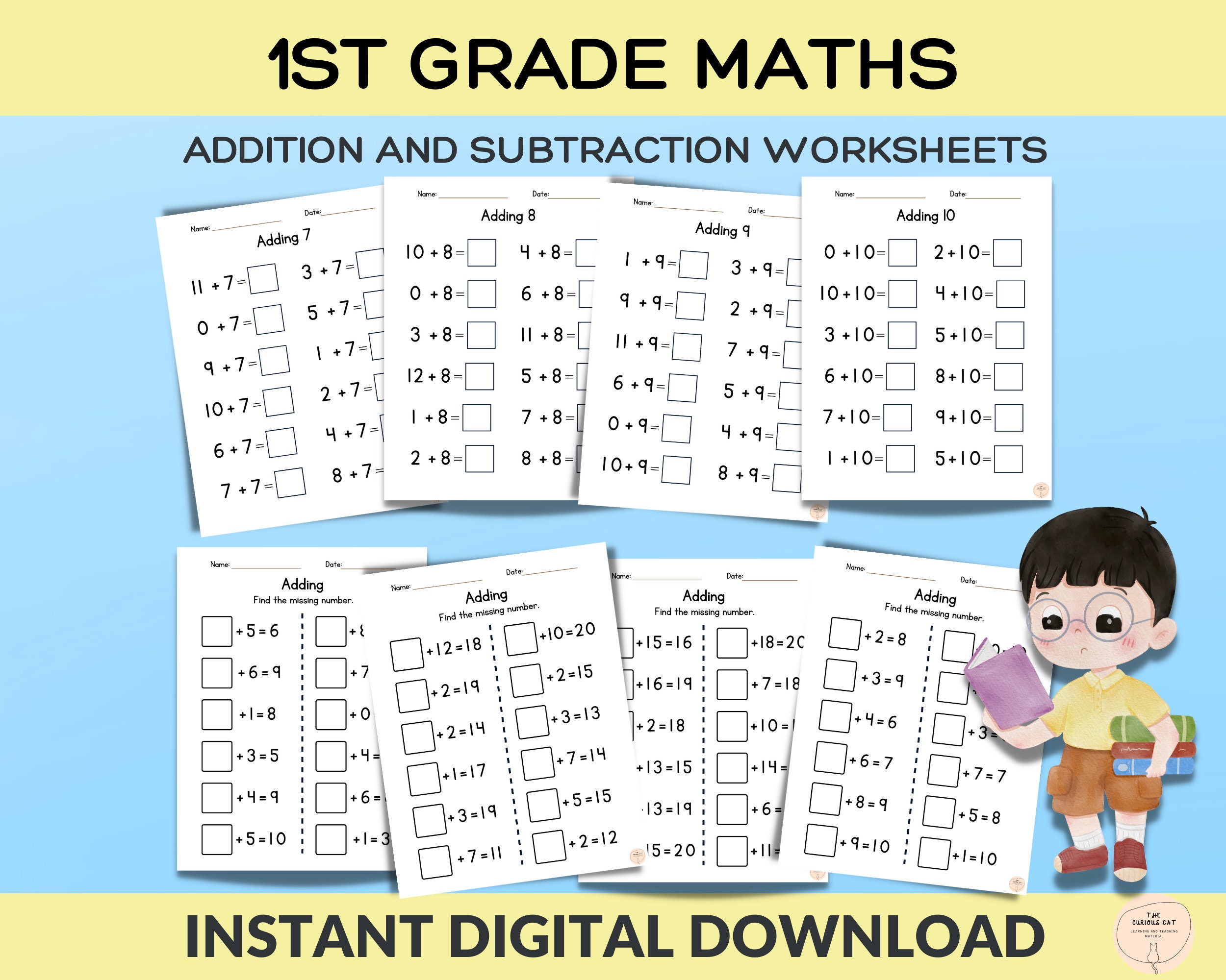 Maths Worksheets, 1st Grade Maths Printouts, Addition & Subtraction ...
