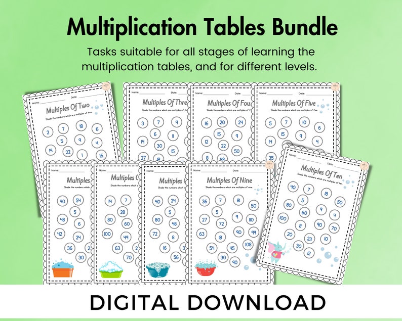 3rd Grade Maths Worksheets, Multiplication Printables, Digital Download ...