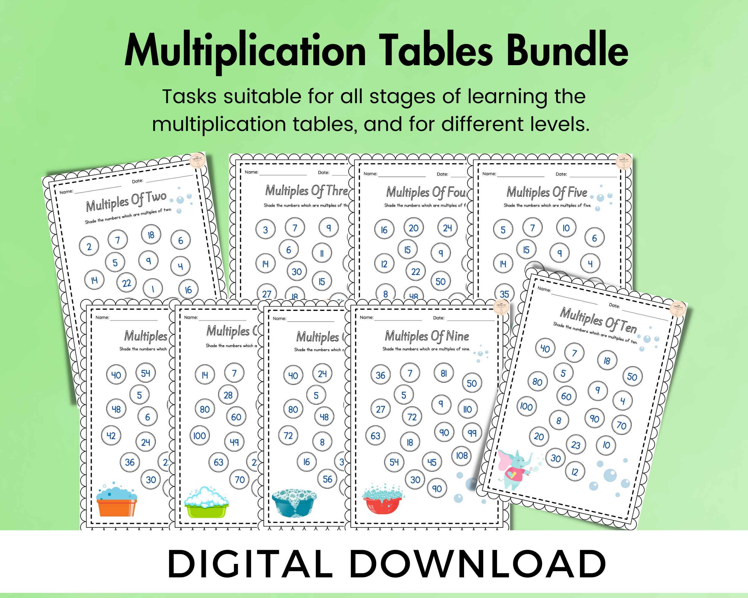 3rd Grade Maths Worksheets, Multiplication Printables, Digital Download ...