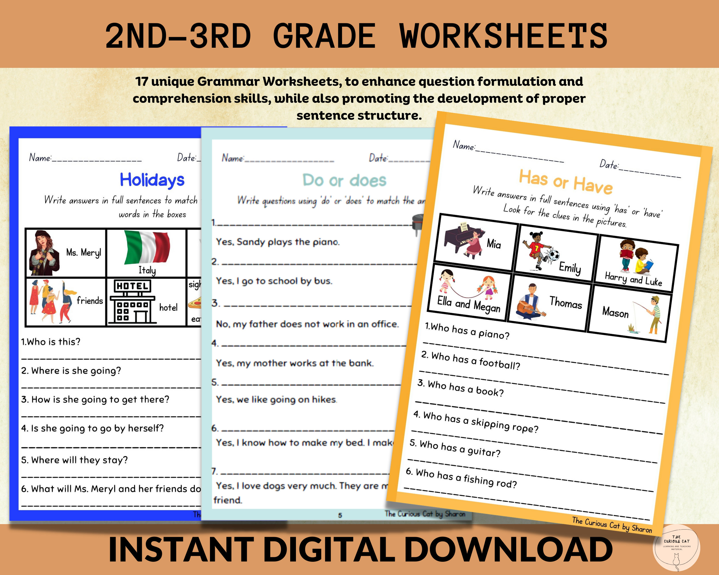 Reading & Writing Worksheets for 2nd - 3rd Grade | Sentence Building ...