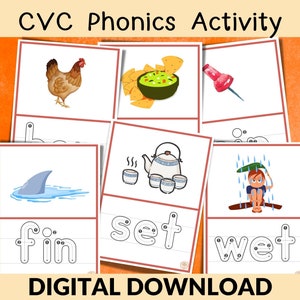 Phonics Flashcards for Kindergarten | CVC Word Builder | Trace the Word ...