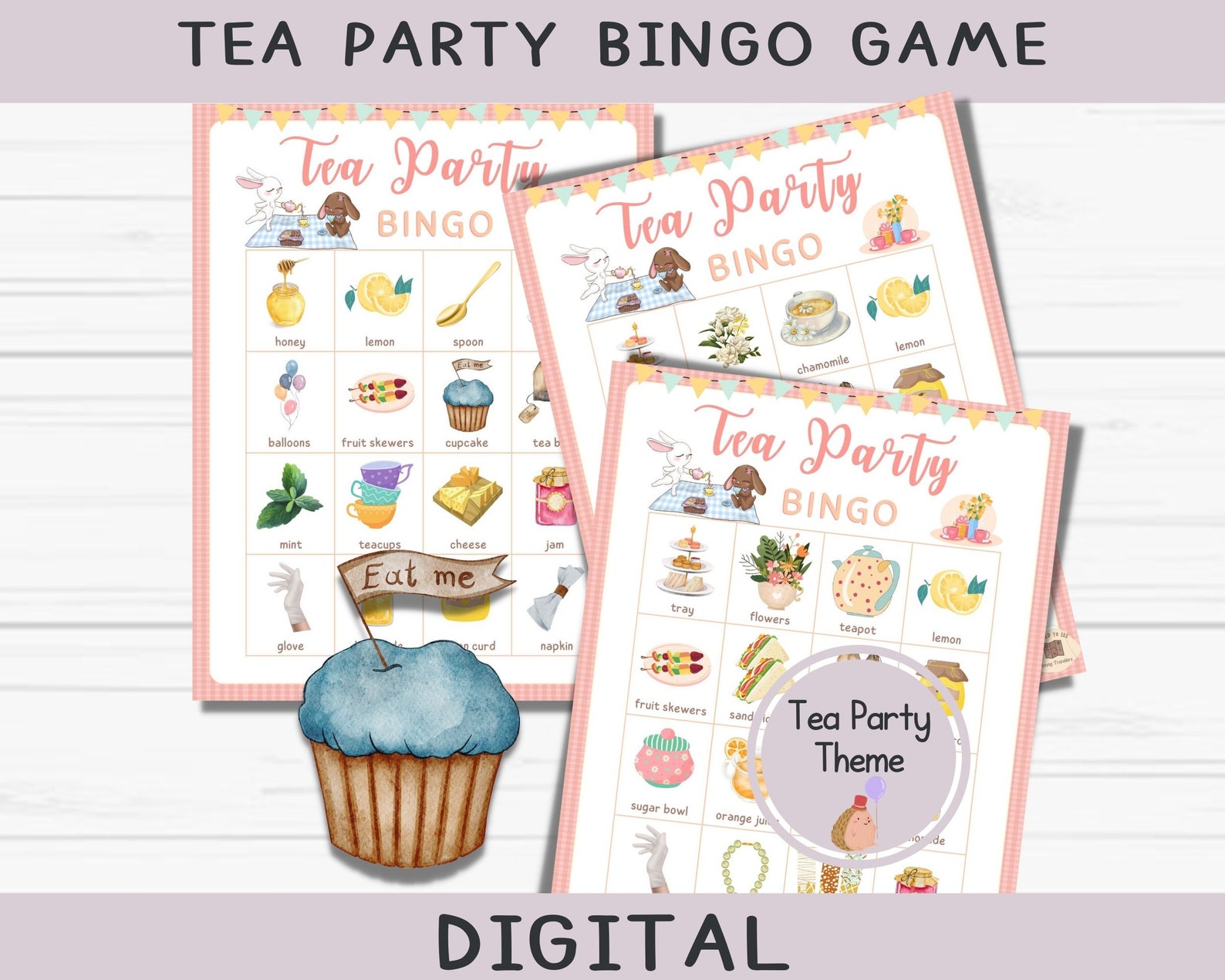 Tea Party Bingo Cards, Tea Party Games, Kids Printable Garden Party ...