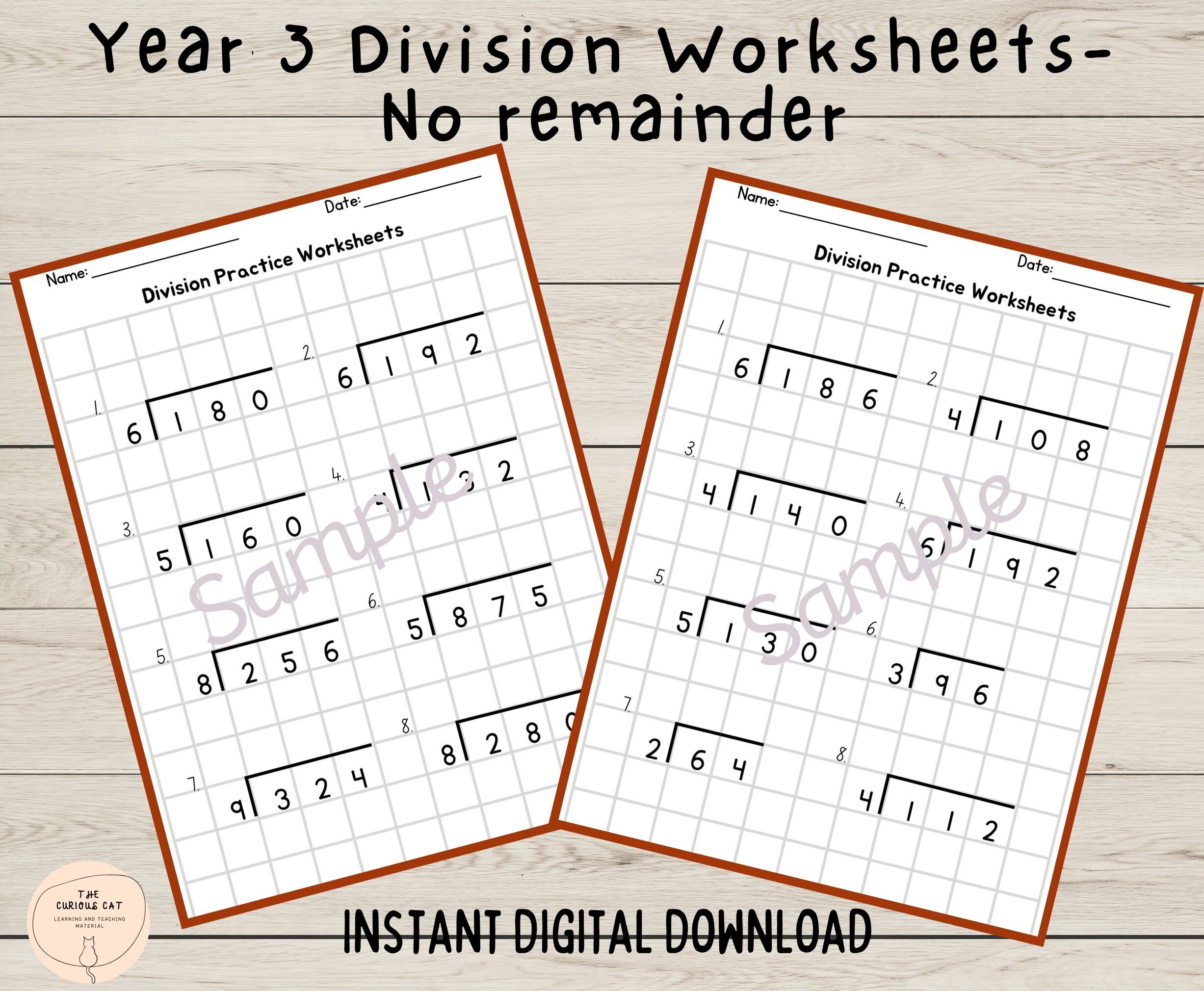 Division Worksheets Without Remainder Division Printouts for 3rd Grade ...