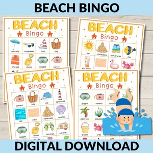 Kids Bingo Game, Beach Birthday Activity Pack, Fun Summer Printable ...