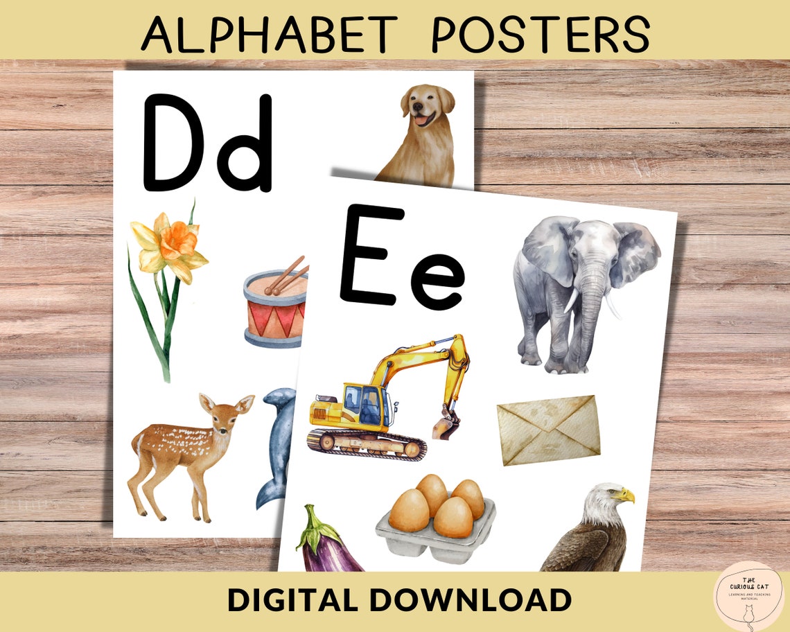 Pre-school Alphabet Posters, Toddlers Letter Sounds, Kindergarten ...