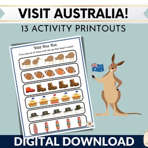 Country Study Printable, Travel Activity, Australia Learning & Travel ...