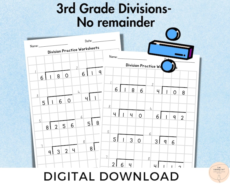 Division Worksheets Without Remainder; Division Printouts for 3rd Grade ...