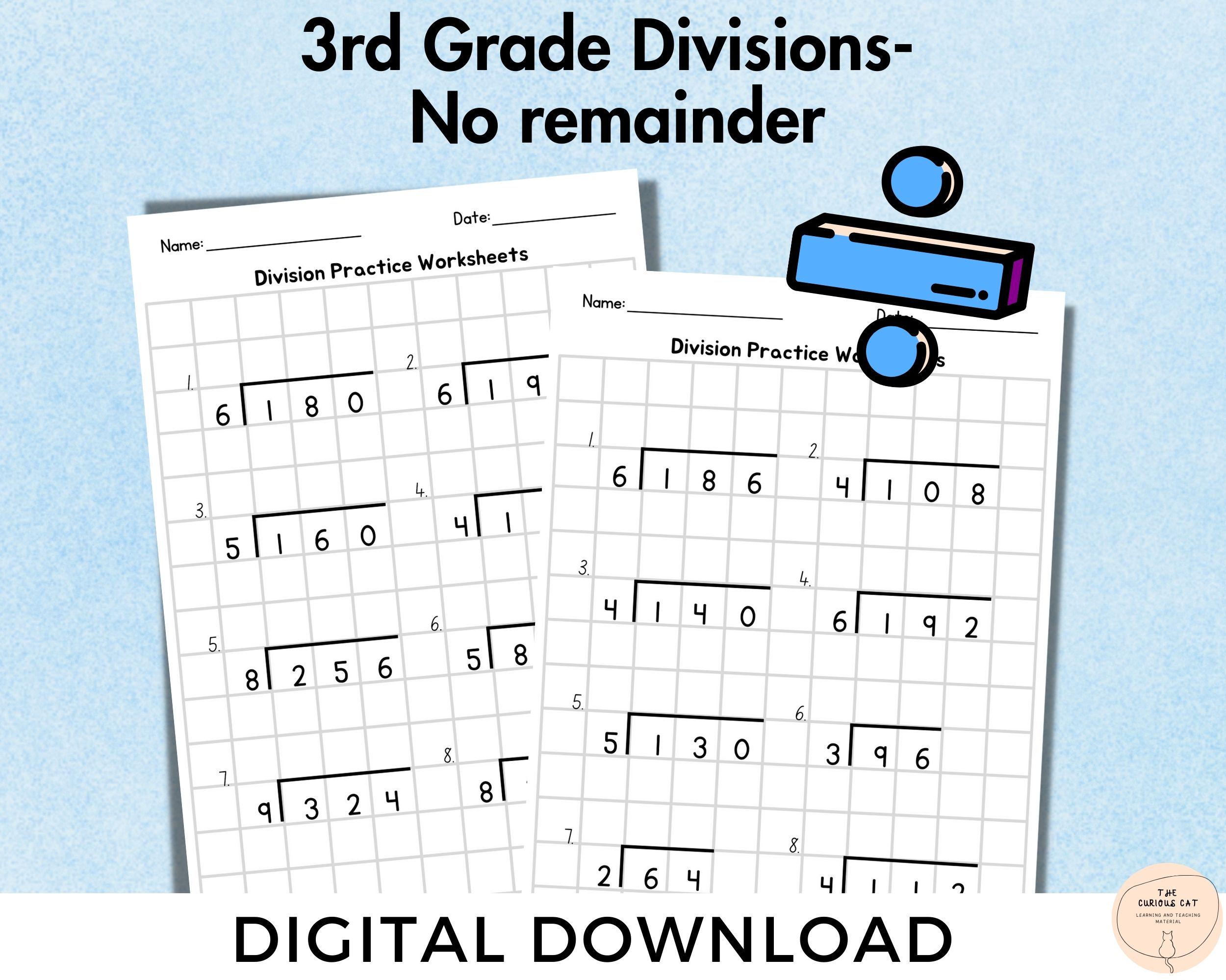 Division Worksheets Without Remainder; Division Printouts for 3rd Grade ...