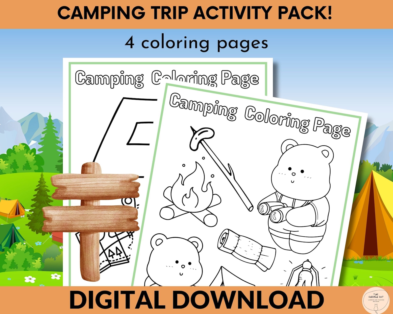 Kindergarten Printable Camping Activity Book, Coloring Pages & Games ...