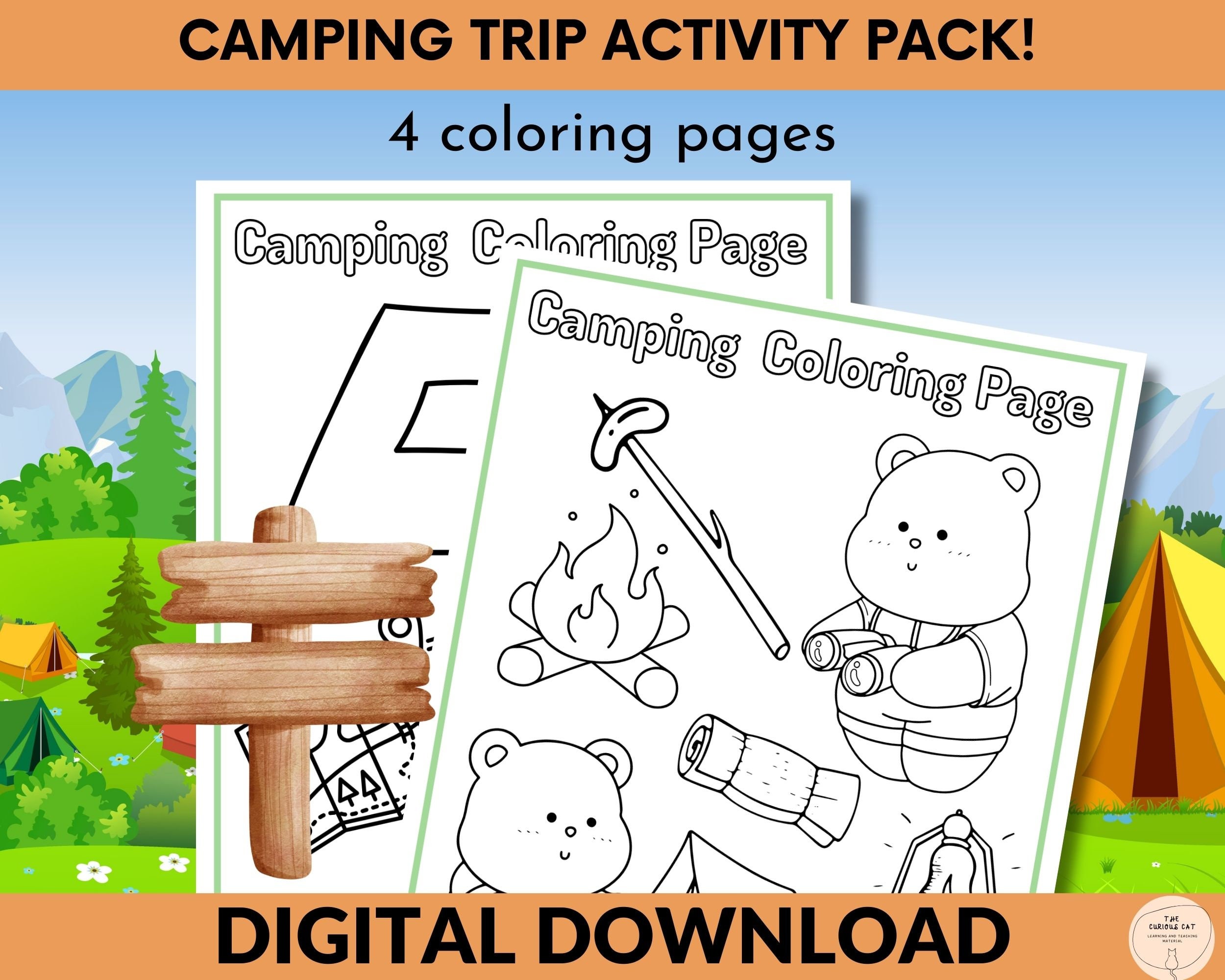 Kindergarten Printable Camping Activity Book, Coloring Pages & Games ...
