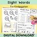 Dolch Sight Words Worksheets, Pre-primer Kindergarten Workbook Spelling ...