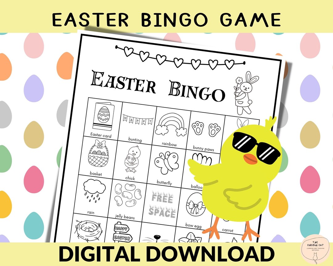 30 Easter Bingo Cards Outline Black & White Printable Classroom Game ...