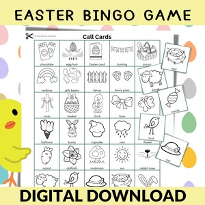30 Easter Bingo Cards Outline Black & White Printable Classroom Game ...