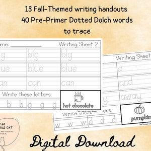 Fall-themed Tracing Sheets| Letter Tracing| Dolch Pre-primer ...