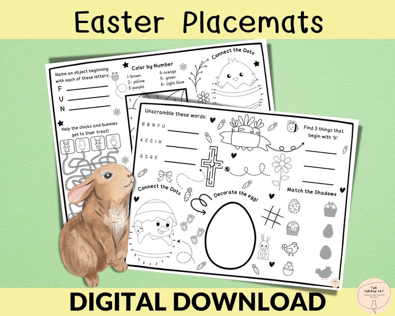 Easter Activity Placemats Easter Dinner Placemats for Kids Christian ...