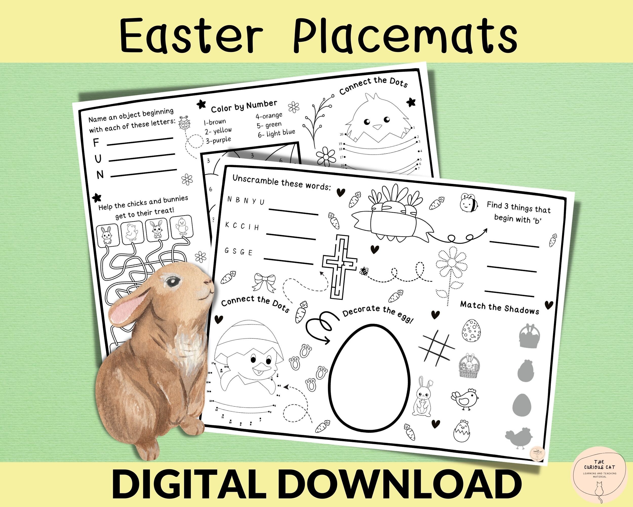 Easter Activity Placemats Easter Dinner Placemats for Kids Christian ...