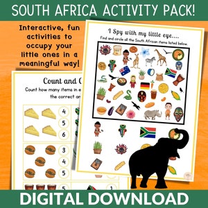 Printable South Africa Kids Activity Pack Travel Worksheets Activities ...