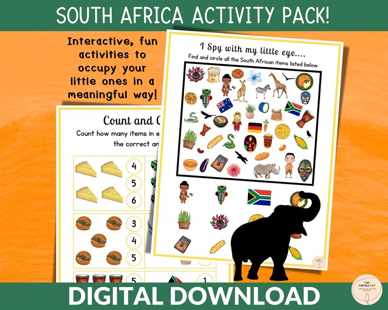 Printable South Africa Kids Activity Pack Travel Worksheets Activities ...