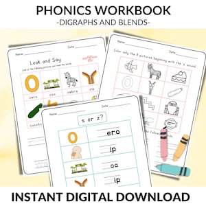 Phonics Worksheets for 2nd Grade, Spelling, Digraphs and Blends ...