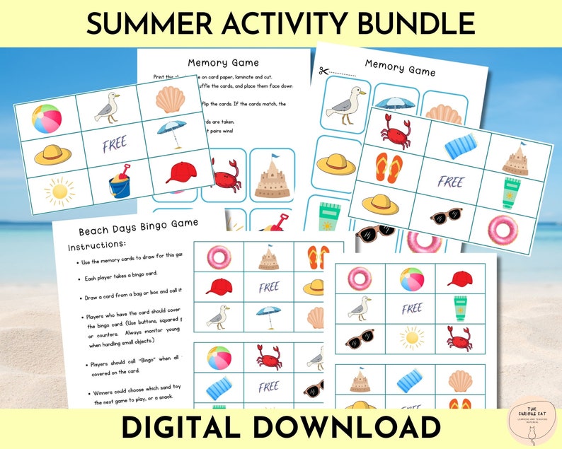 Summer Printable Activity Bundle, Summer Kids Activities, Kids ...