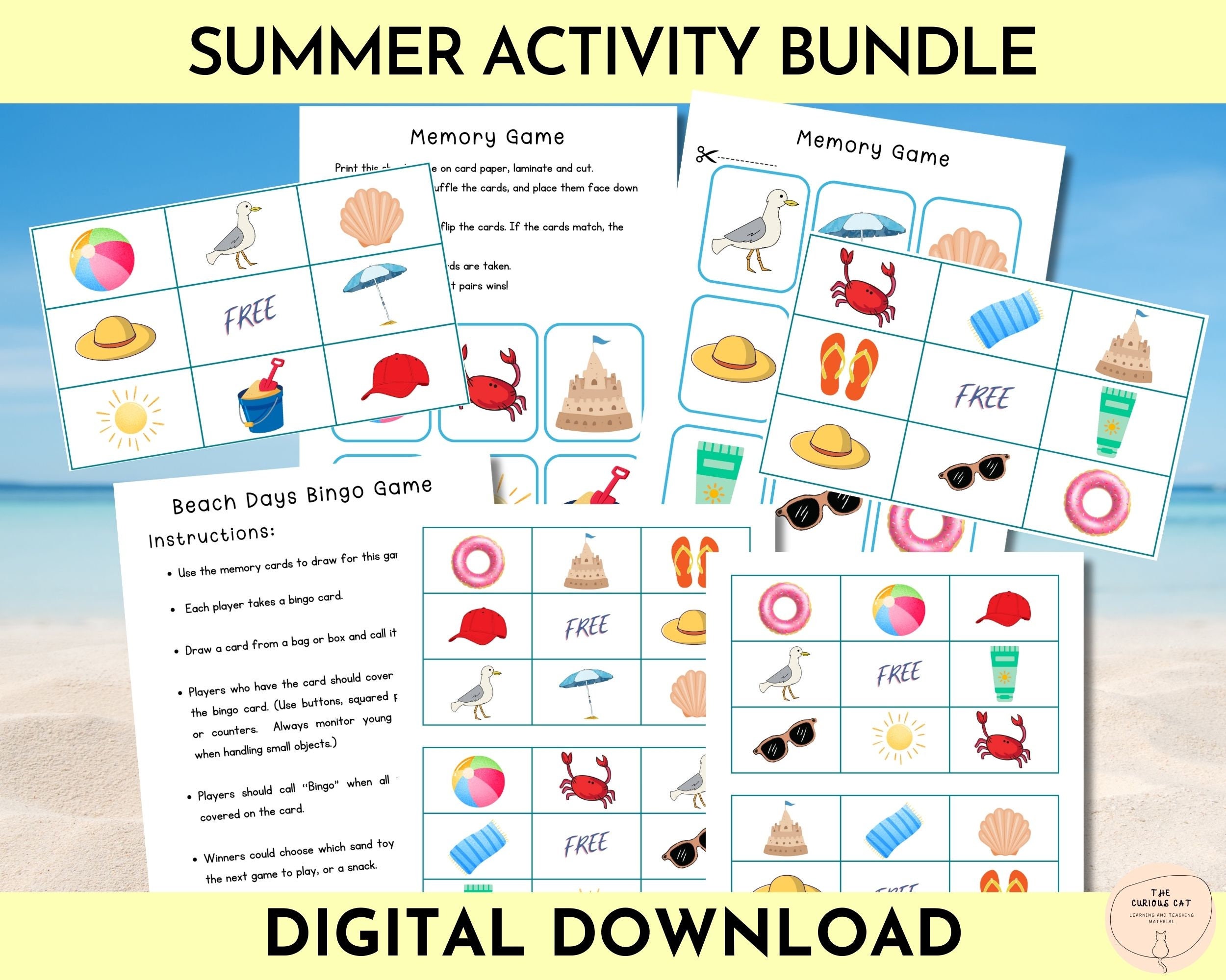 Summer Printable Activity Bundle, Summer Kids Activities, Kids ...