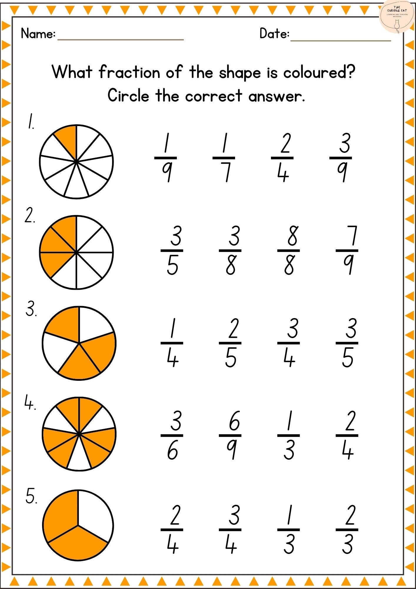 Maths Printables, Maths Worksheets, Fractions Worksheets for 2nd, 3rd ...