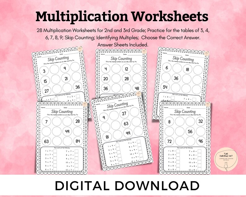 Maths Worksheets, Multiplication Printouts for 2nd and 3rd Grade With ...