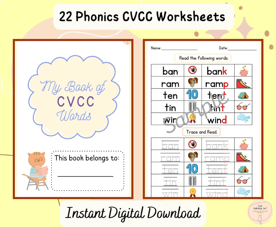 CVCC Phonics Worksheets initial Reading reading Support - Etsy