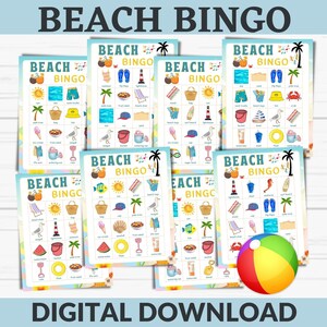 Printable Beach Bingo Game, Summer Bingo for Kids, Fun Beach Game ...