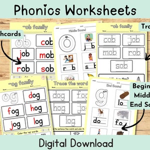 Phonics CVC Words Printable Worksheets for Kindergarten, CVC Word ...