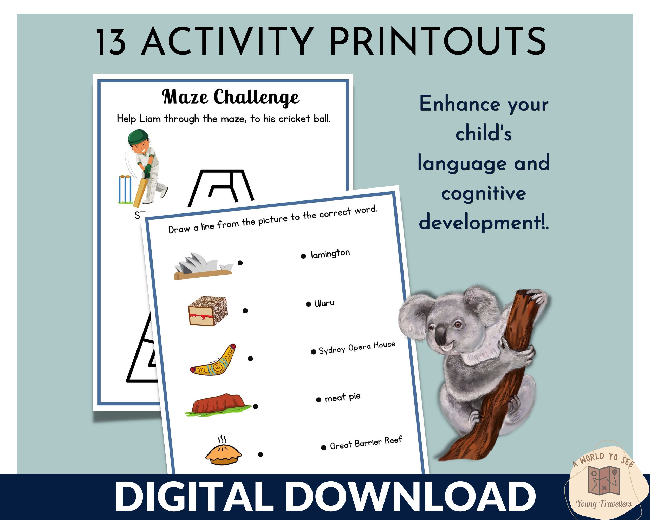 Country Study Printable, Travel Activity, Australia Learning & Travel ...