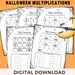 60 Maths Multiplication Practice Worksheets, Halloween Printables ...