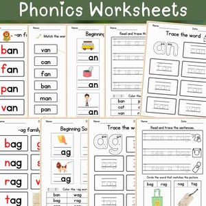 Phonics CVC Words Printable Worksheets for Kindergarten, CVC Word ...