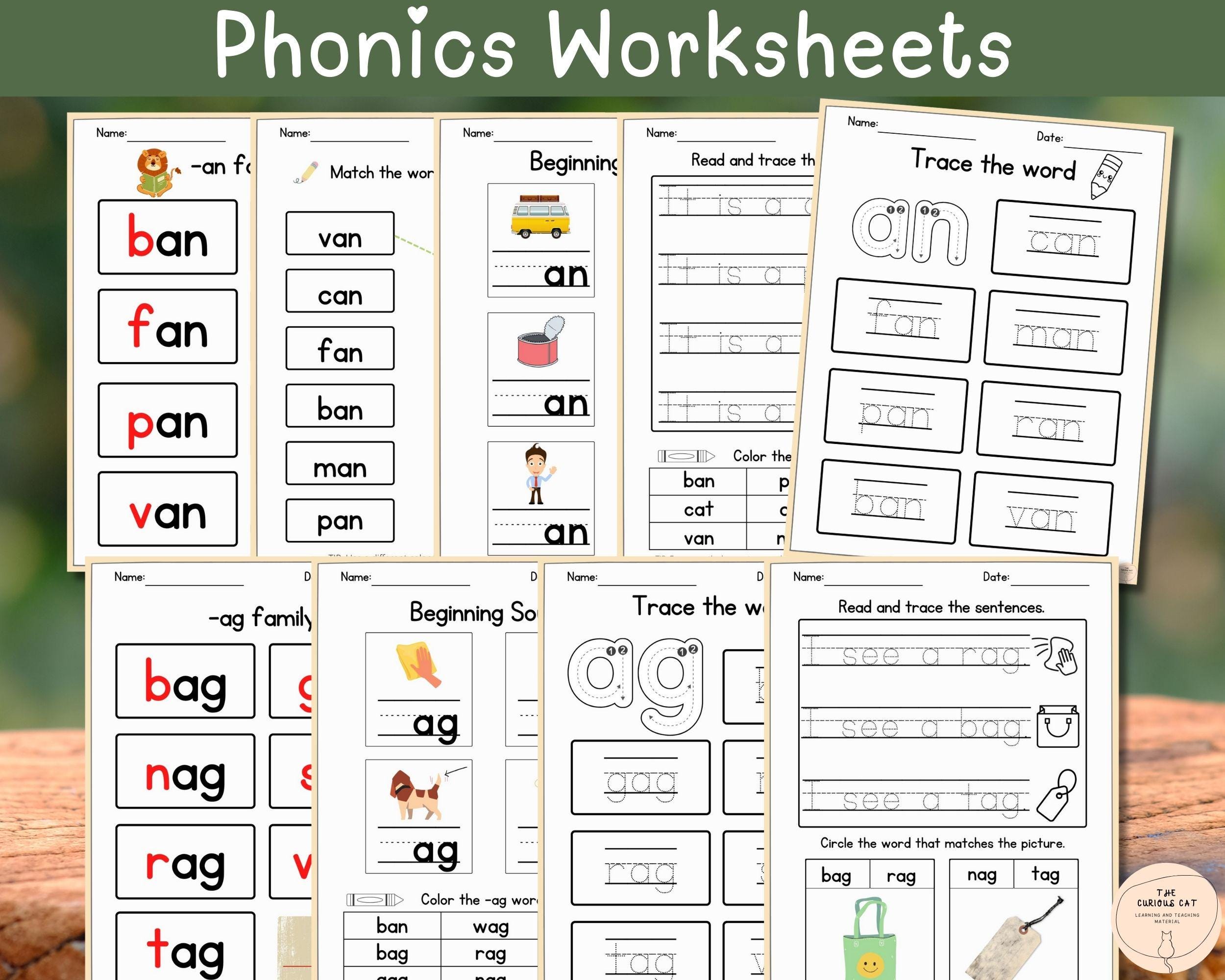 Phonics CVC Words Printable Worksheets for Kindergarten, CVC Word ...