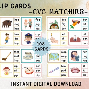CVC Match and Clip Cards, CVC Pictures & Words, Early Reading, Phonics ...